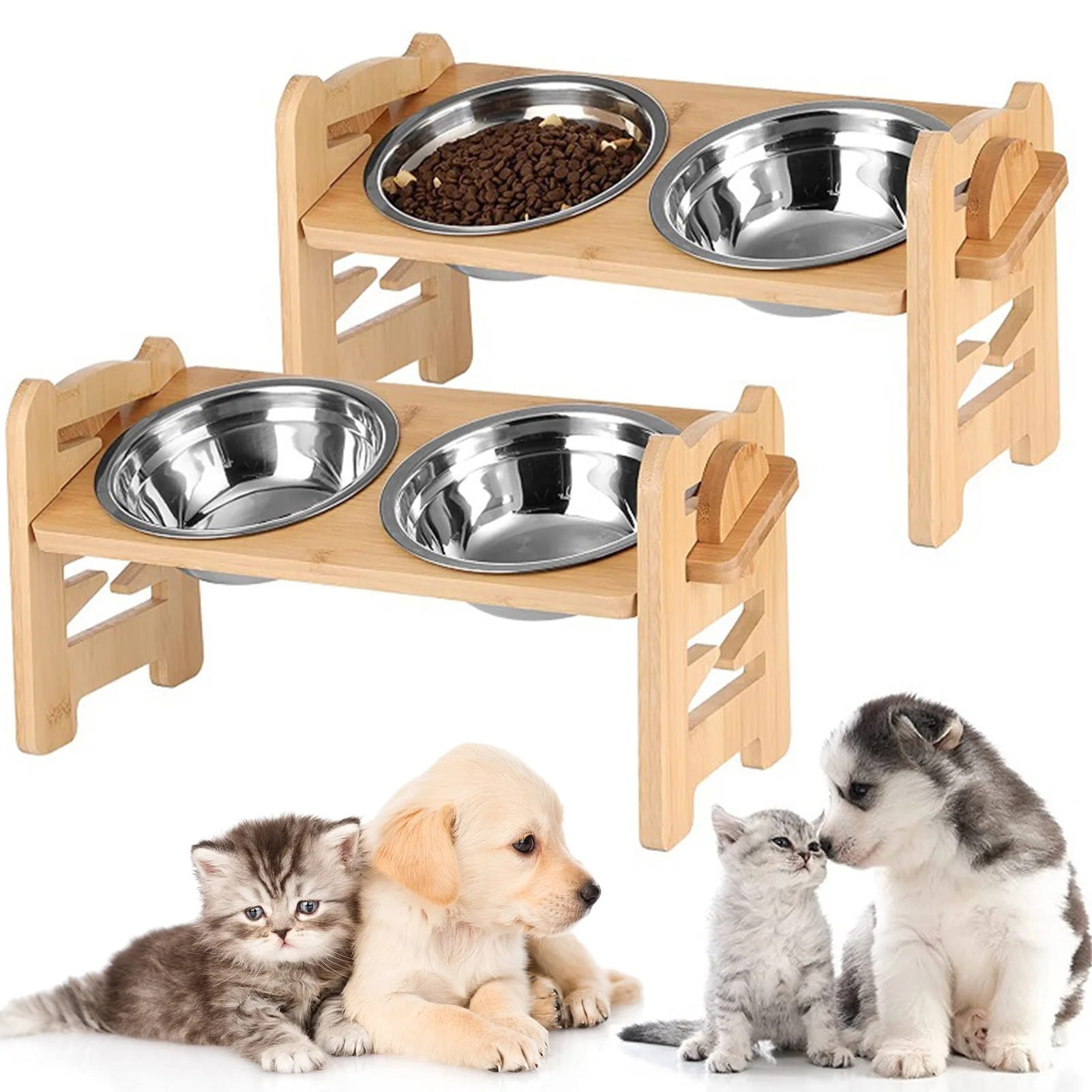 XBASW Pet Cat Dog Bowl Feeding Table Comfortable Feeding Position ...