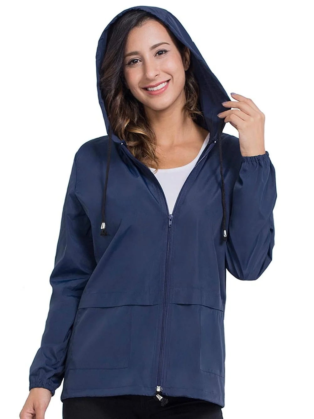 XBASW Women's Hooded Rain Jacket Wind & Waterproof Light Coats Spring ...