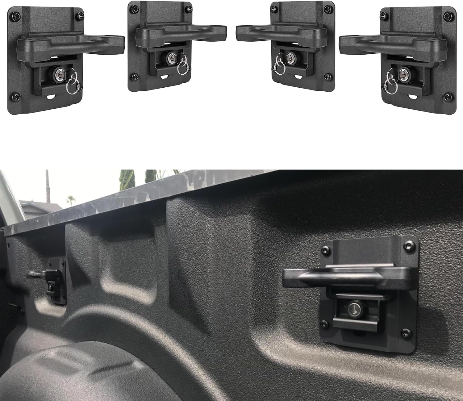 XBEEK 4Pcs Truck Bed Tie Down Anchor Boxlink Cleats & Plates for Ford ...
