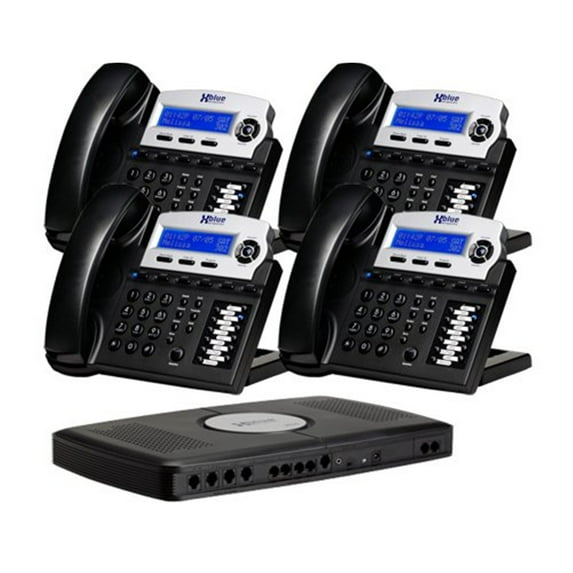 XBLUE X16 Office Phone System w/4 Phones - Auto Attendant, Voicemail ...