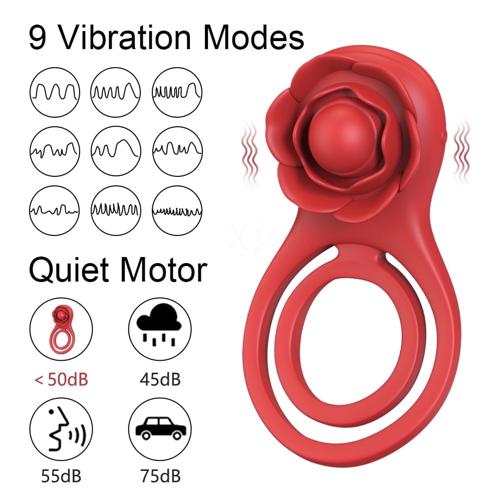 XBONP Rose Toy Vibrator Lock Rings, Penis Ring Vibrator , 7 Vibrations ...