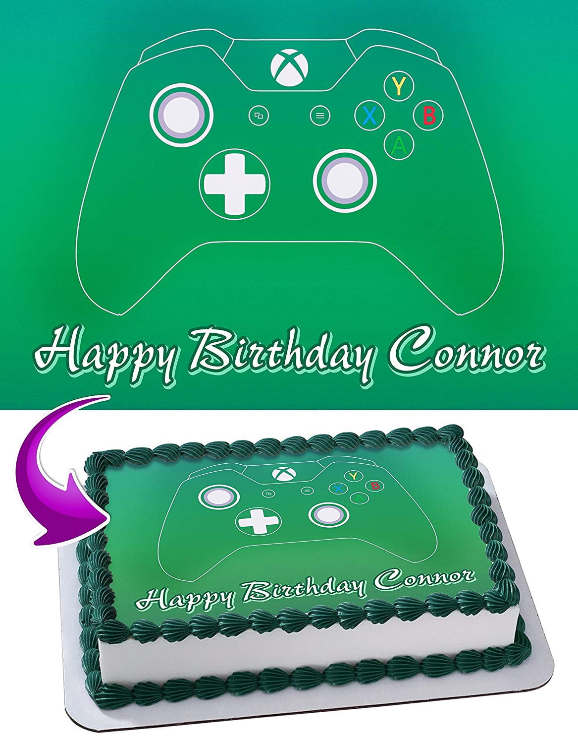 XBOX - Edible Cake Topper - 11.7 x 17.5 Inches 1/2 Sheet rectangular ...