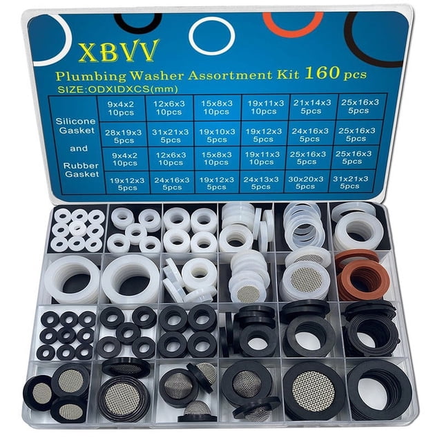 XBVV 160 PCS Rubber Garden Hose Washer Kit, 24 Sizes Plumbing Washers ...