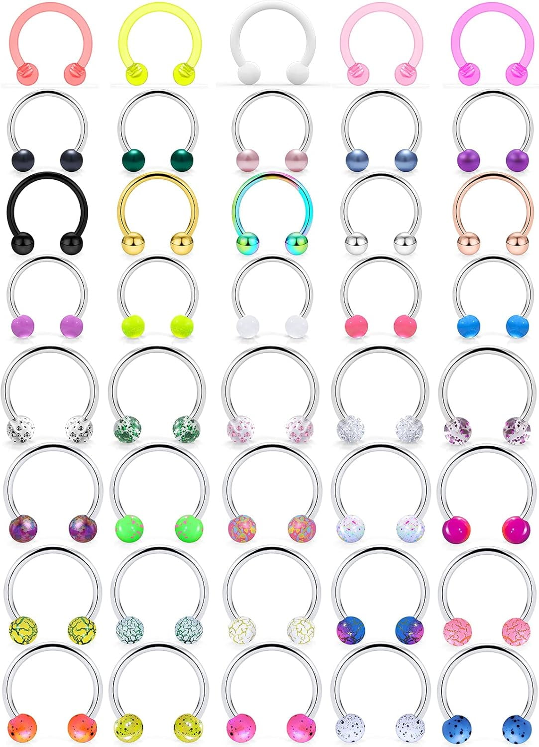 XBage 16G Surgical Steel Septum Rings Piercing Jewelry Nose Hoop Ring ...