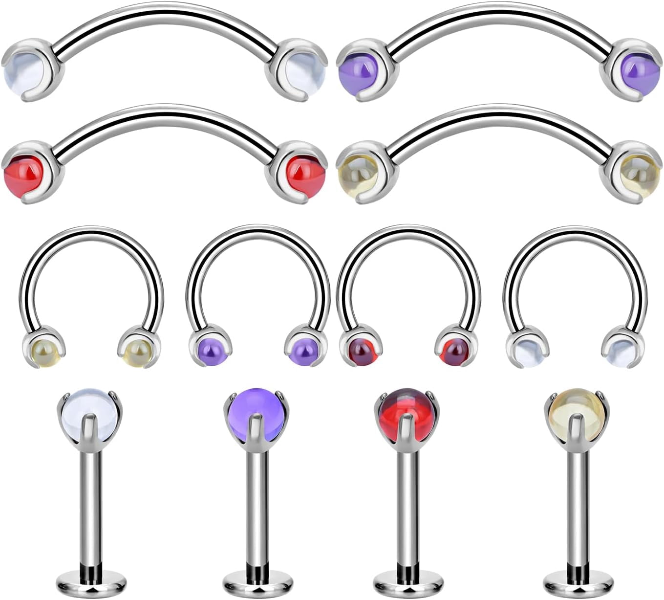XBage 16G Titanium Internal Thread Horseshoe Septum Nose Ring Piercing ...