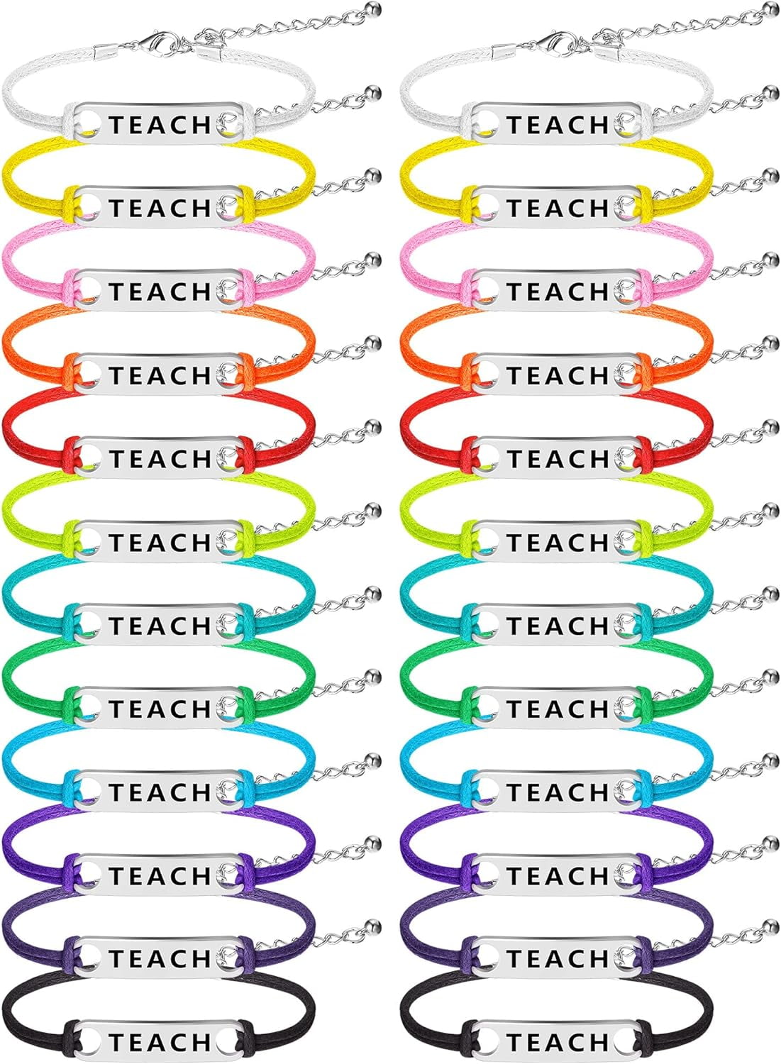 XBage 24 Pieces Teach Blessing Bracelets Colorful Greeting Bracelets ...