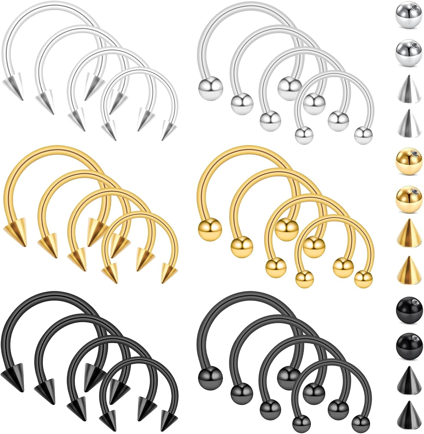 XBage 24Pcs Septum Nose Rings 16 Gauge Nose Ring Multiple Different ...