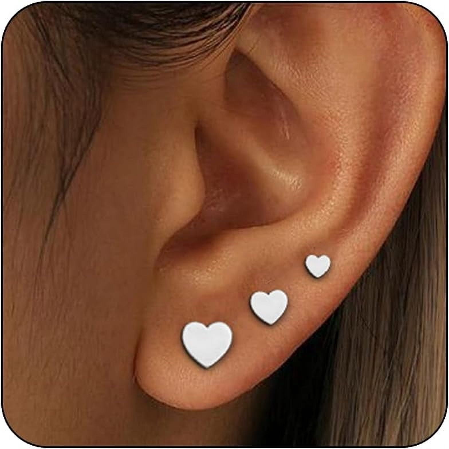 XBage 3 Pairs 14K Gold Stud Earring Sets For Women Dainty 925 Sterling ...
