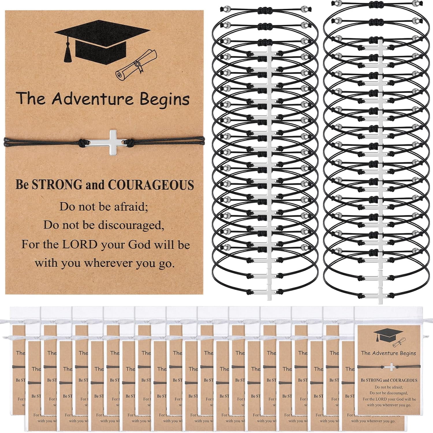 XBage 30 Pcs 2025 Cross Bracelets Bulk Class Of 2025 Graduation Gifts ...