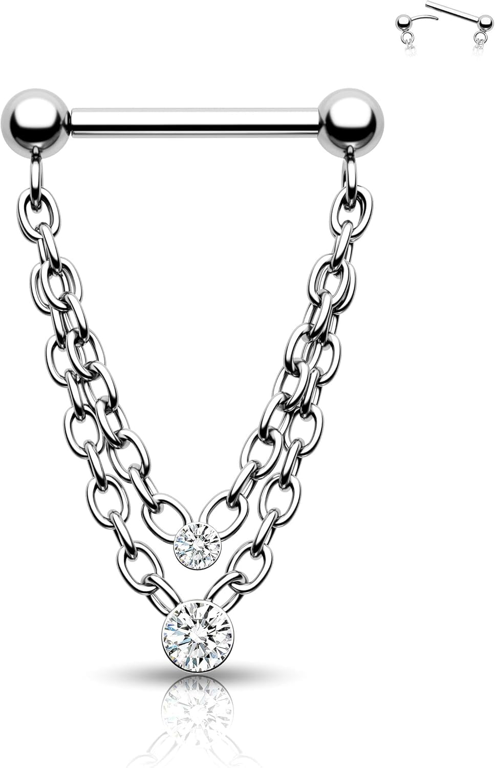 XBage Chain Septum Rings 16G Double Septum Jewelry 316L Stainless Steel ...