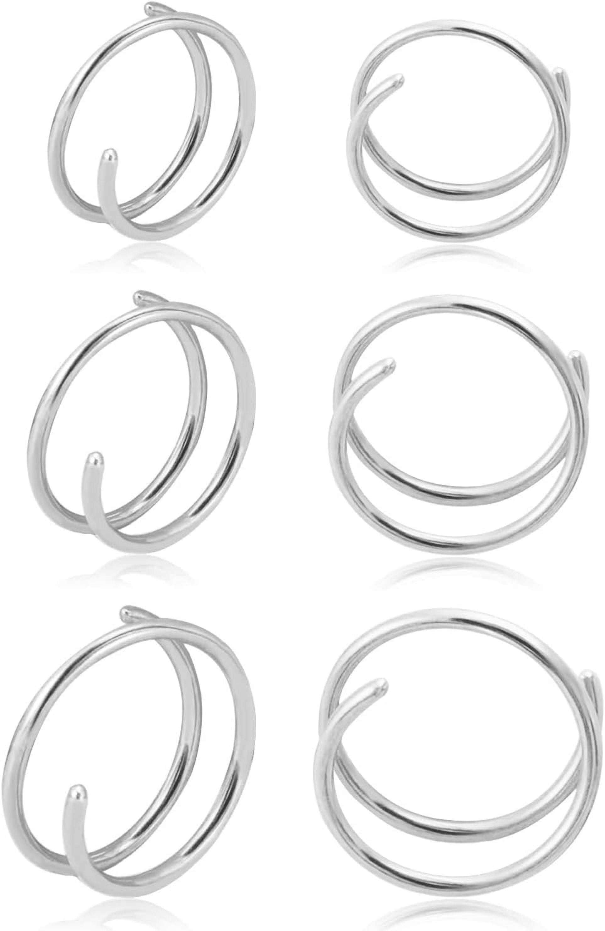 XBage Double Hoop Earrings For Single Piercing, 3 Pairs 316L Surgical ...