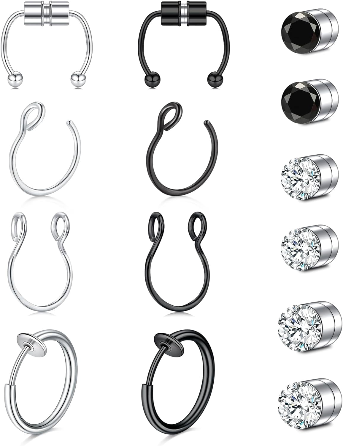 XBage Fake Nose Ring Fake Piercings Fake Nose Rings Nose Cuffs Fake ...