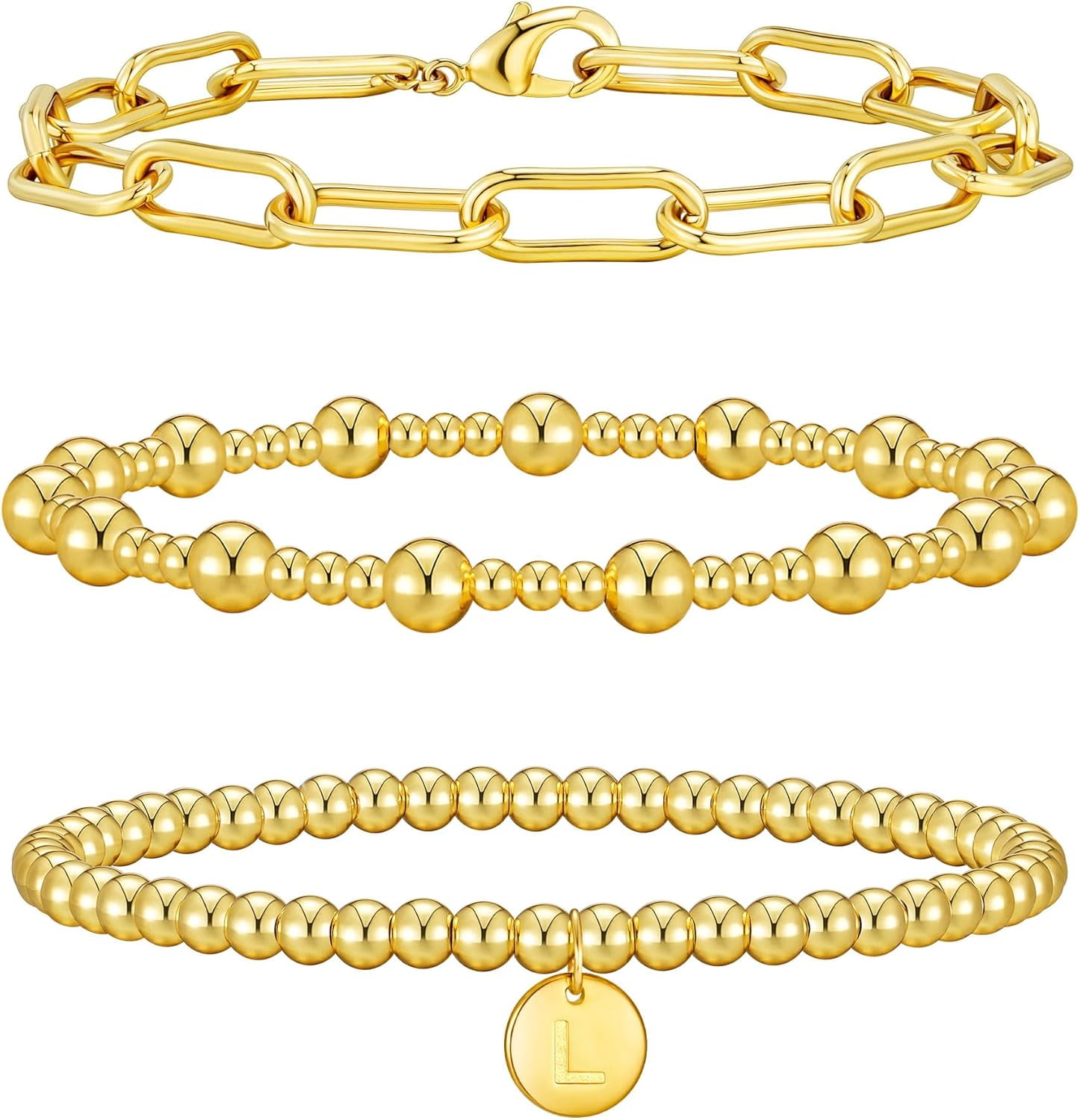 XBage Gold Bracelets For Women Strand Gold Beaded Bracelets For Women ...