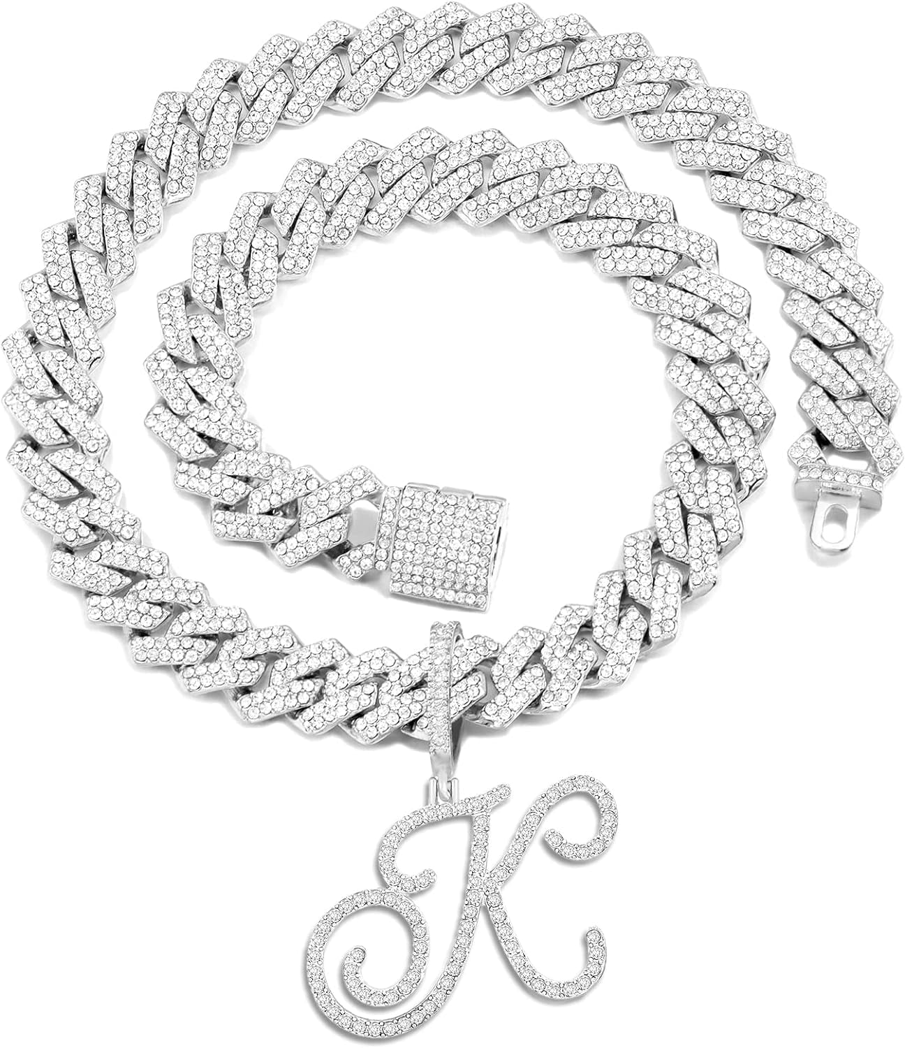 XBage Gold Silver Plated Initial Cuban Link Chain Necklace For Women ...