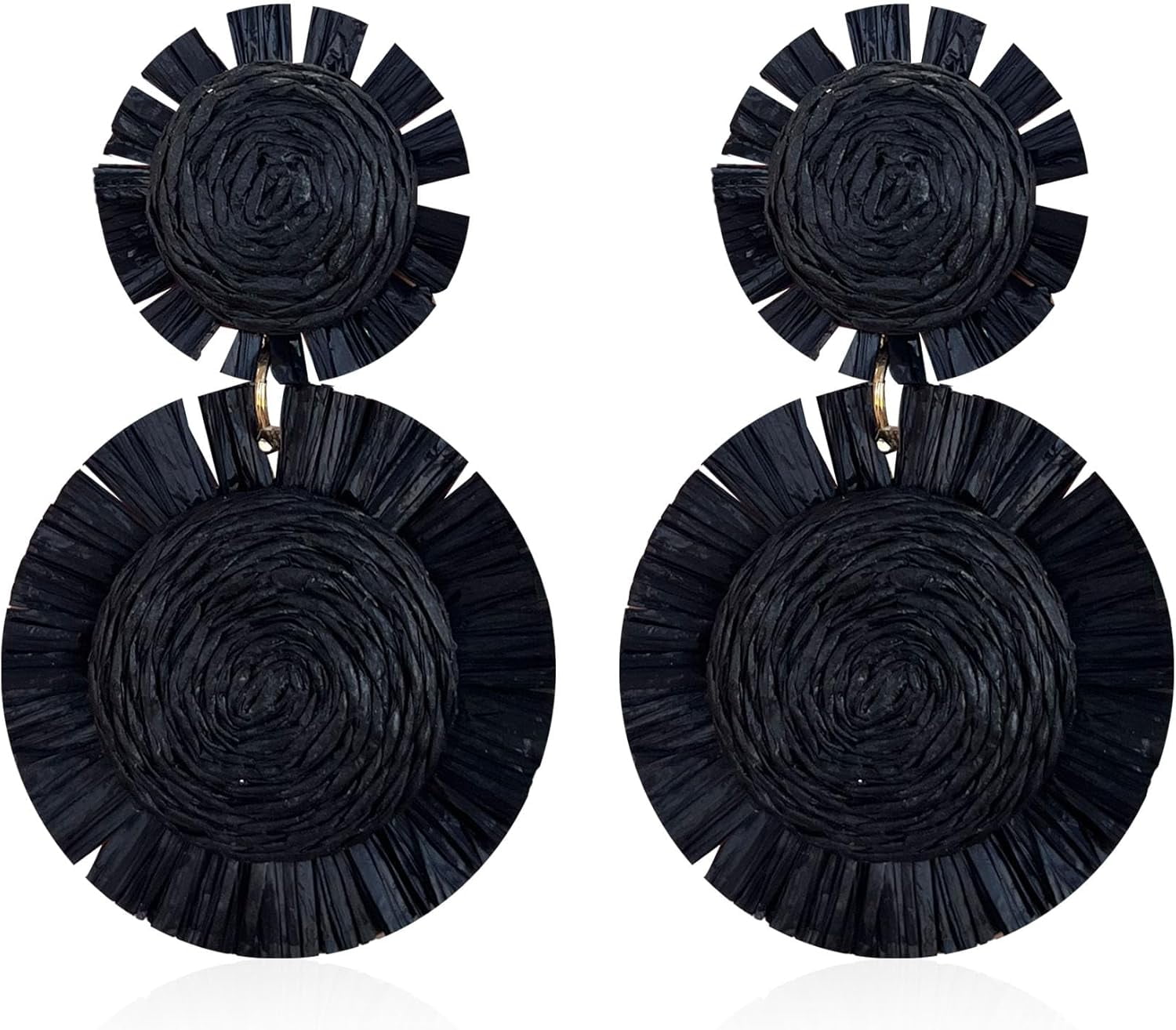 XBage Handmade Statement Raffia Earrings Boho Rattan Dangle Earrings Straw Wrap Summer For Women ...