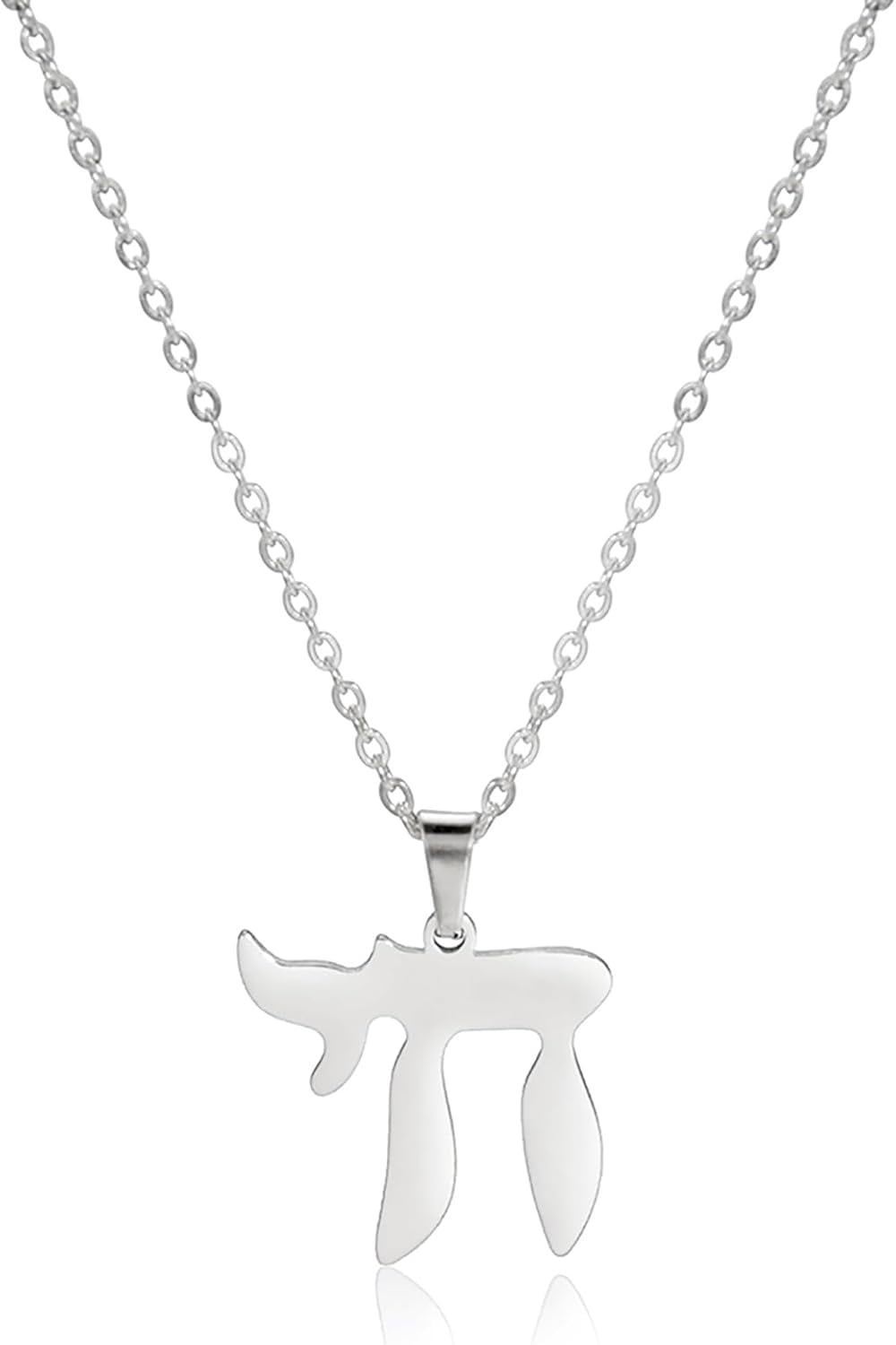 XBage Hebrew Chai Necklace For Women Stainless Steel Classic Hebrew ...