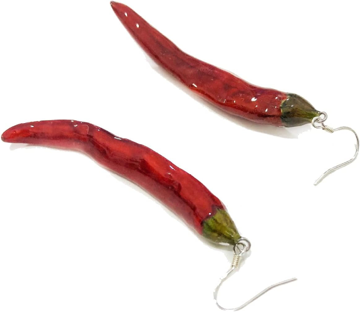 XBage Hot Red Chili Pepper Earrings For Women Cut Fun Lifelike Stacking ...