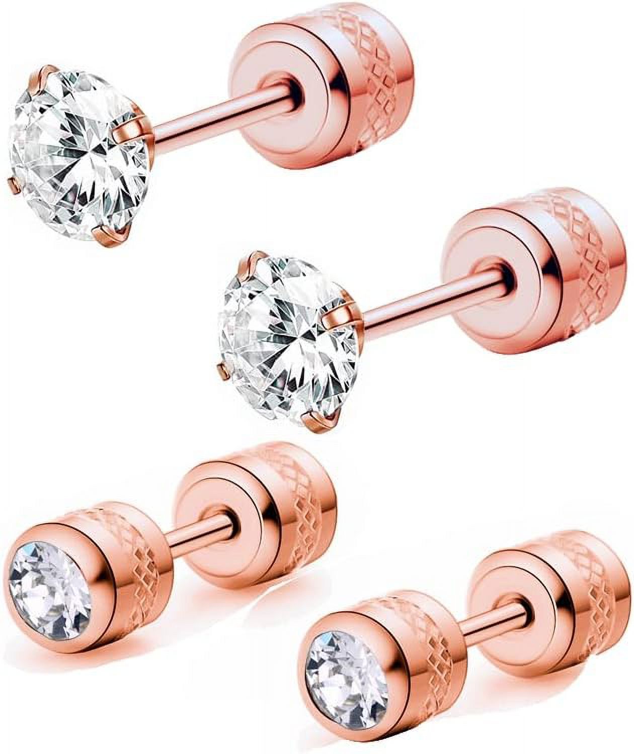 XBage Hypoallergenic Double Sided Diamond Stud Earrings For Womens Men ...