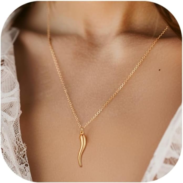 XBage Italian Horn Pendant Necklace For Women Men Silver/Black/Gold Plated Stainless Steel ...