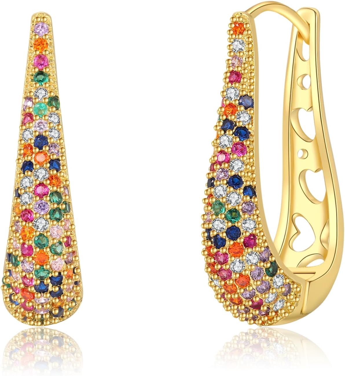 XBage Large Hugging Hoop U Shaped Earrings - 14K Real Gold Plating ...