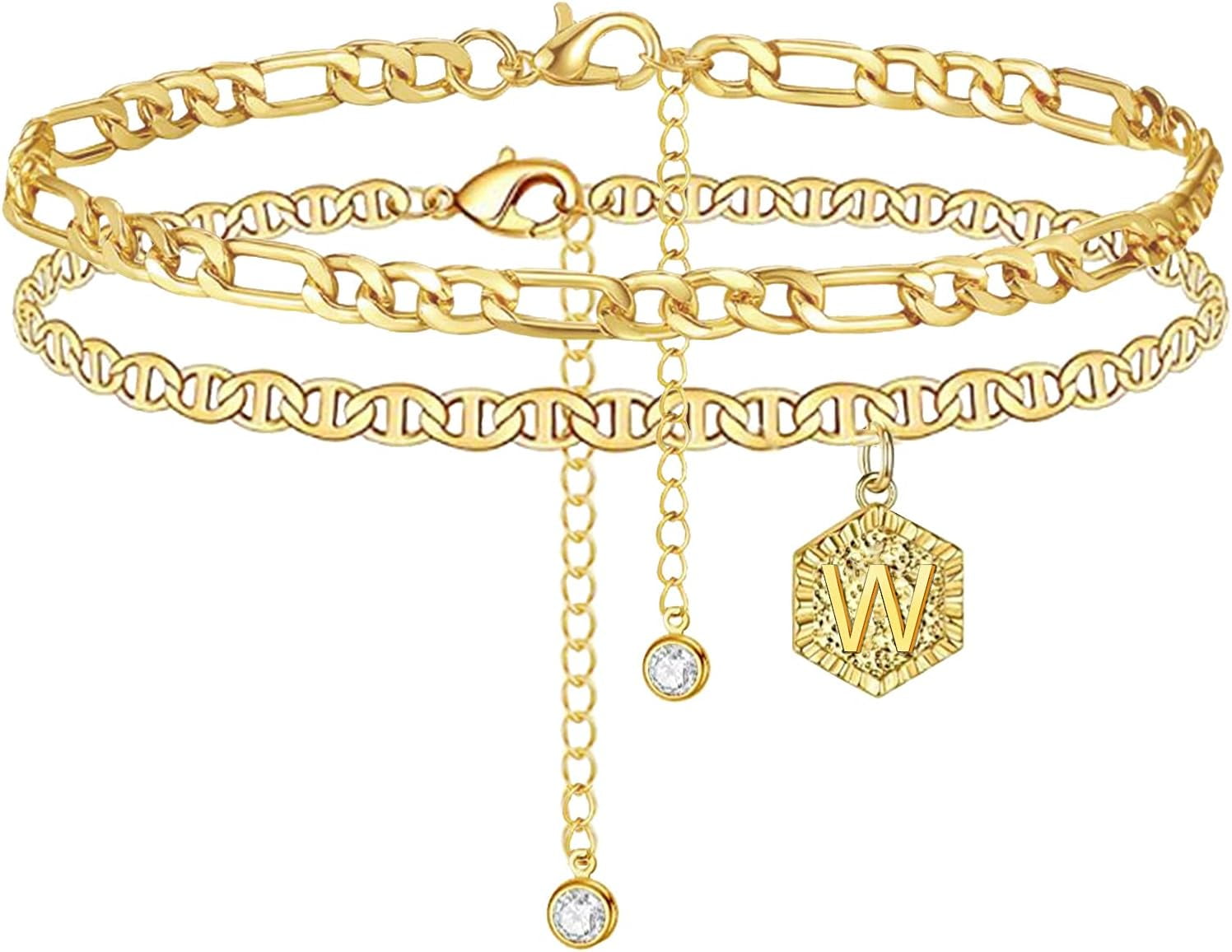 XBage Layered Initial Ankle Bracelets For Women Name Anklet With ...