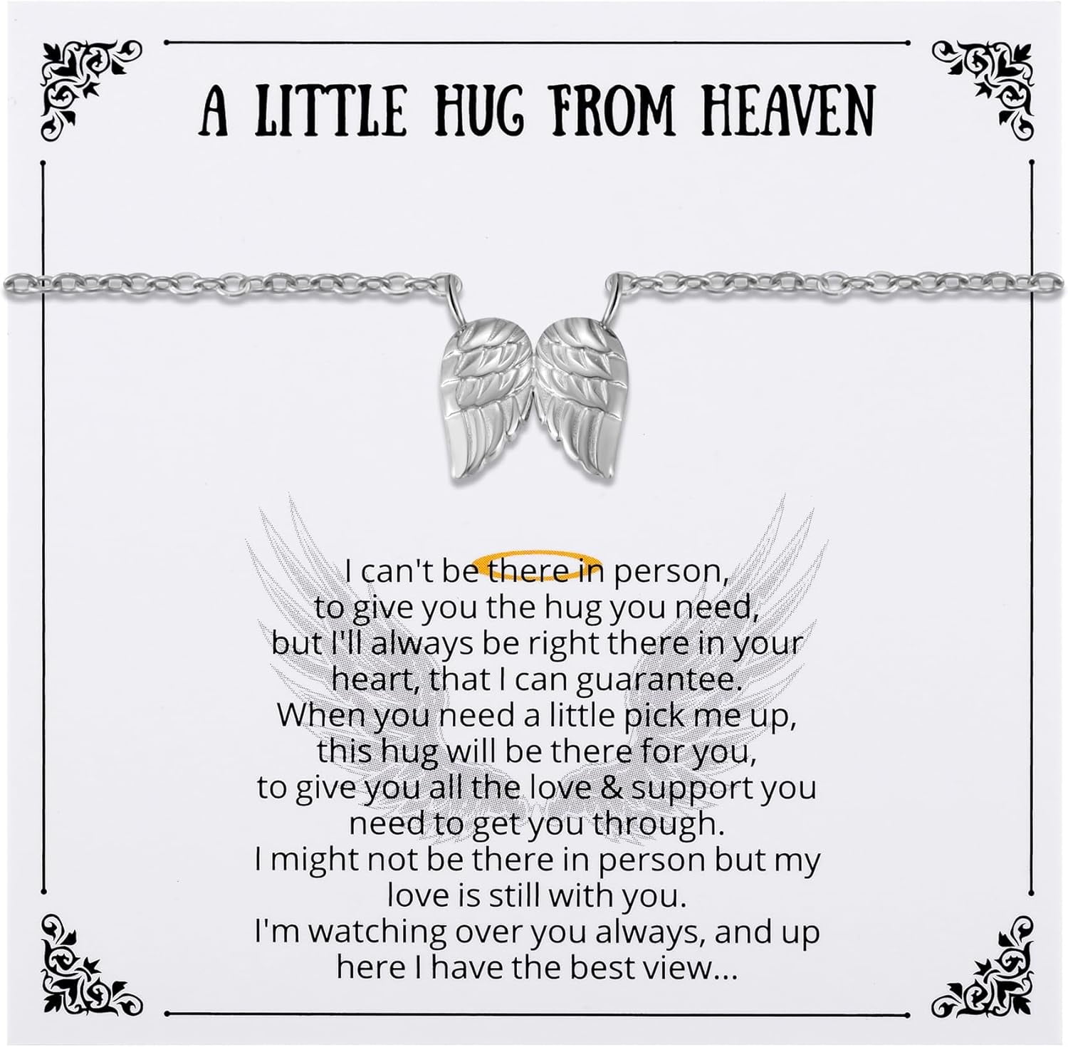 XBage A Little Hug From Heaven, Angel Wings Memorial Necklace For Women ...