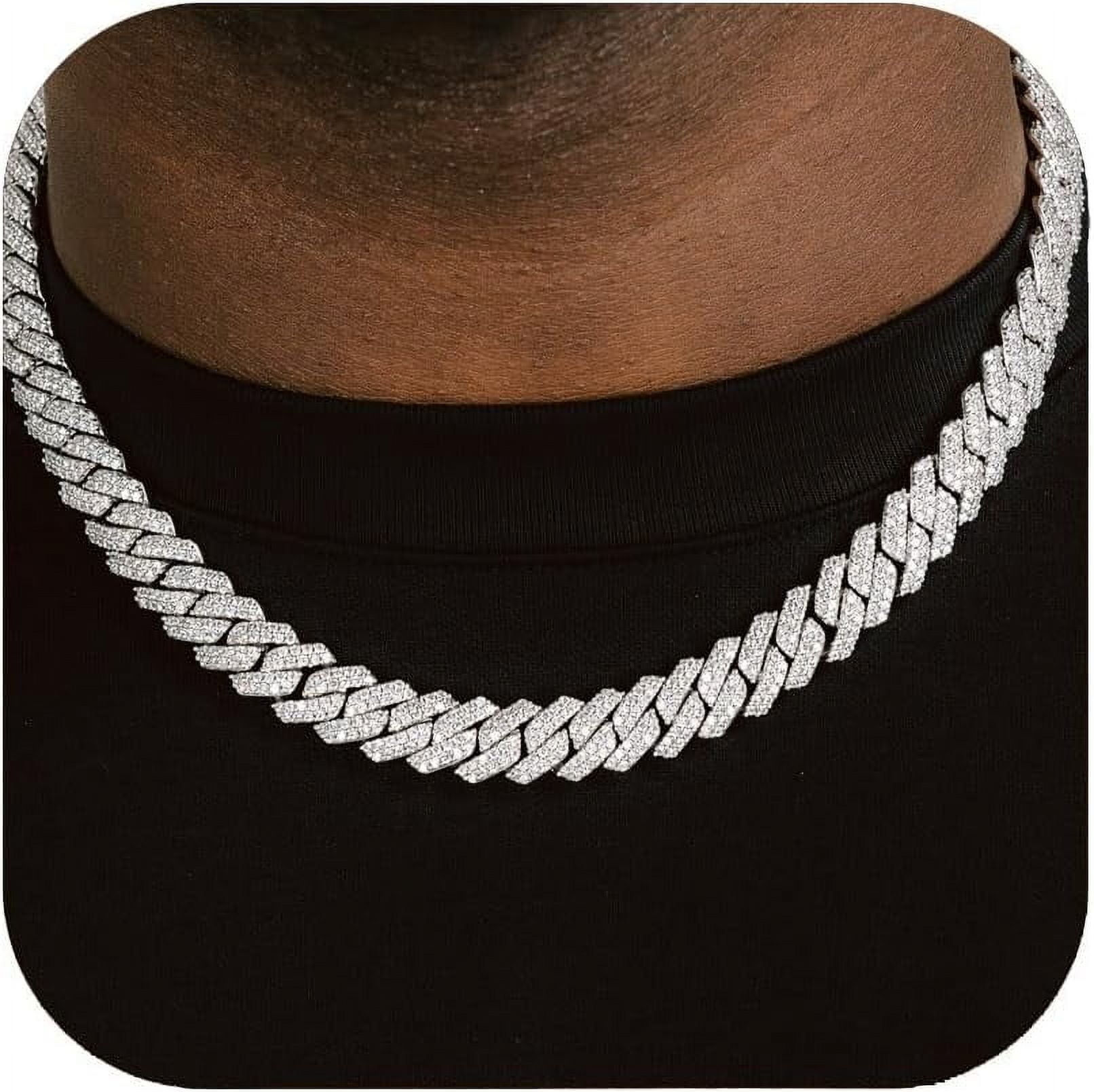 XBage Mens Silver Gold Cuban Link Chain For Men Women Diamond Necklace ...