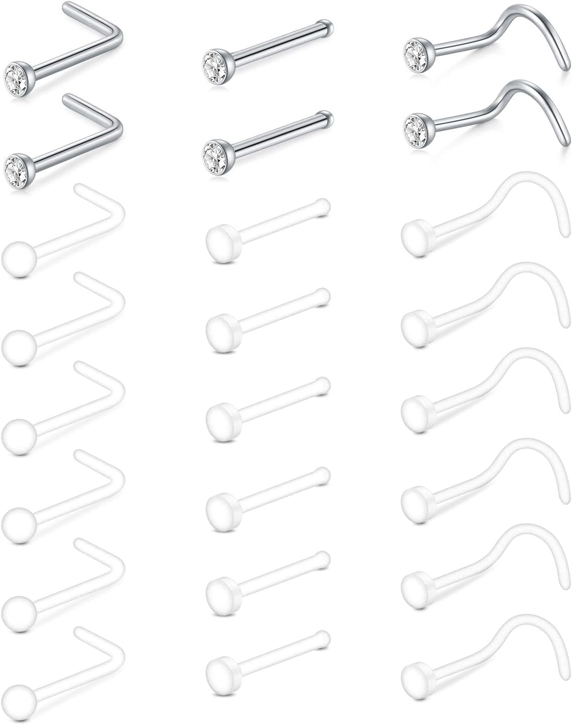 XBage Mix Set Clear Piercing Retainers Septum Retainer Nose Studs ...