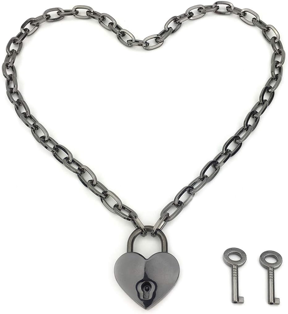 XBage Padlock Necklace Chain Collar Choker With Two Keys And Box For ...