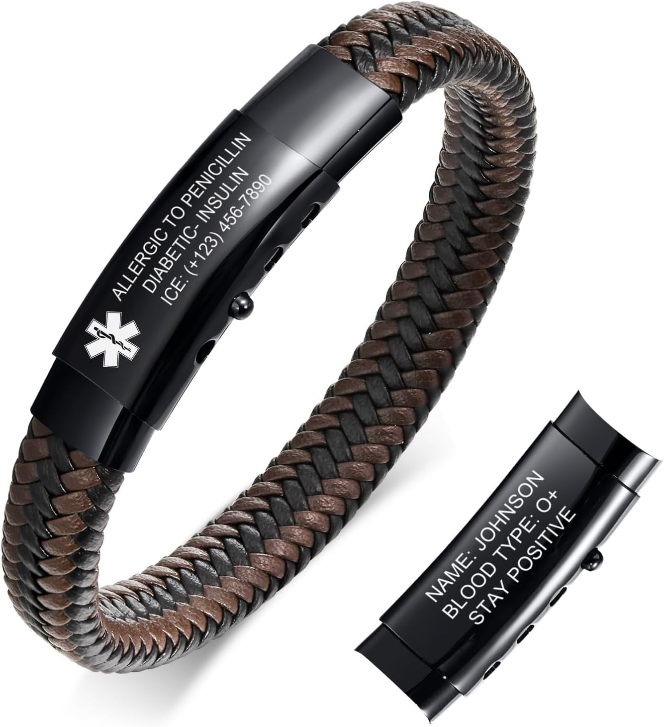 XBage Personalized Medical Alert Bracelet For Men - Custom Stainless ...