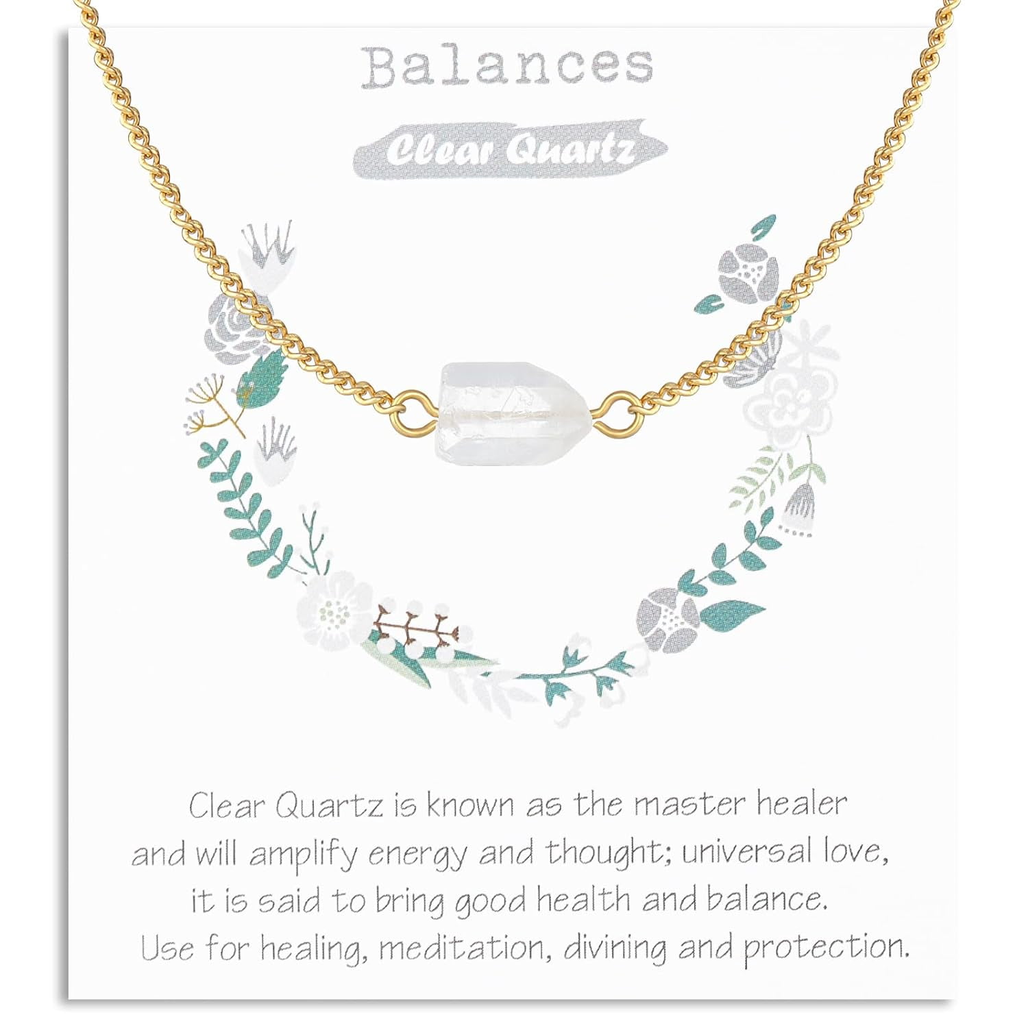 XBage Raw Clear Quartz Crystal Necklace - White Stone For Women As ...