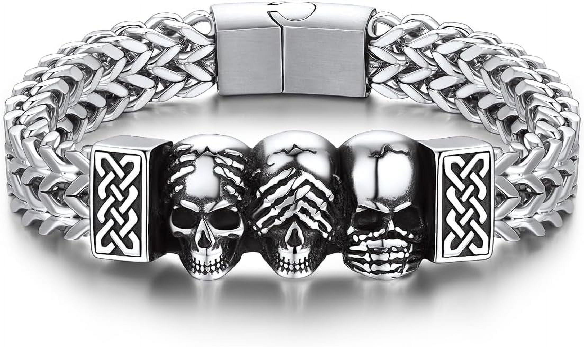 XBage Retro Style Skull Charm Link Charm Bracelets For Men Stainless ...