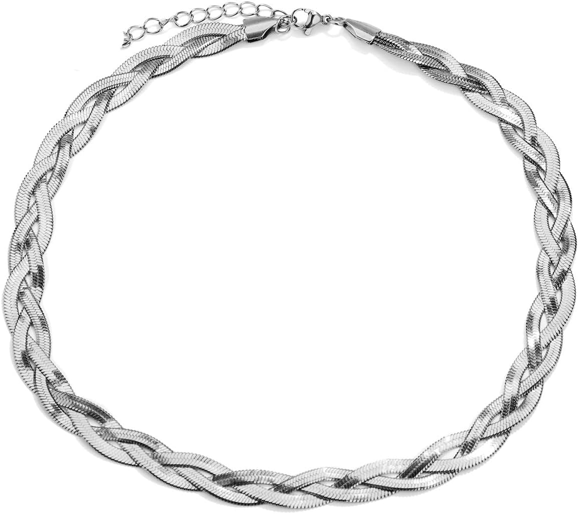 XBage Stainless Steel Three Layers Curb Cuban Snake Style Chain ...
