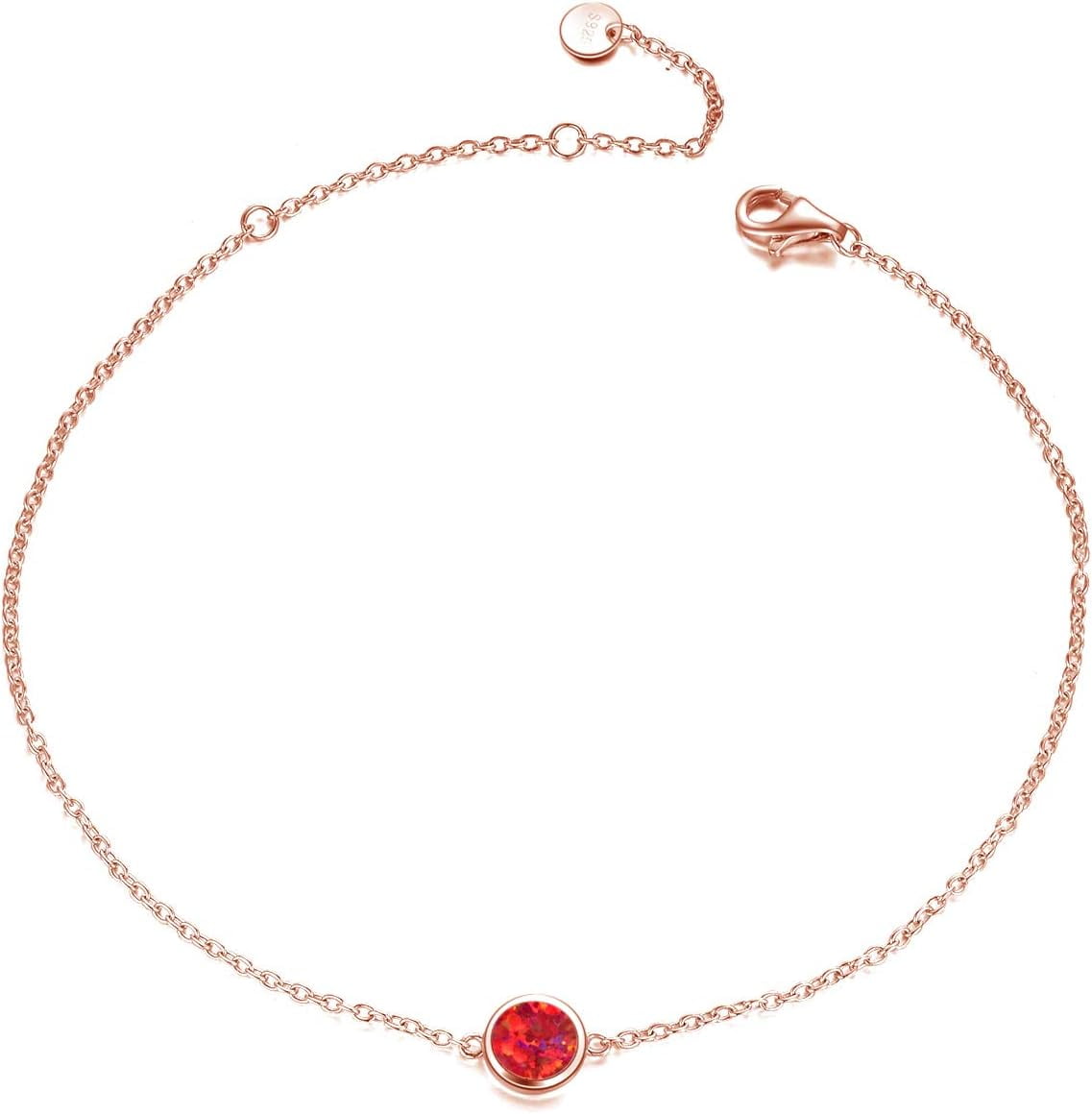 XBage Sterling Silver Created Opal Anklets Dainty Foot Ankle Bracelets ...