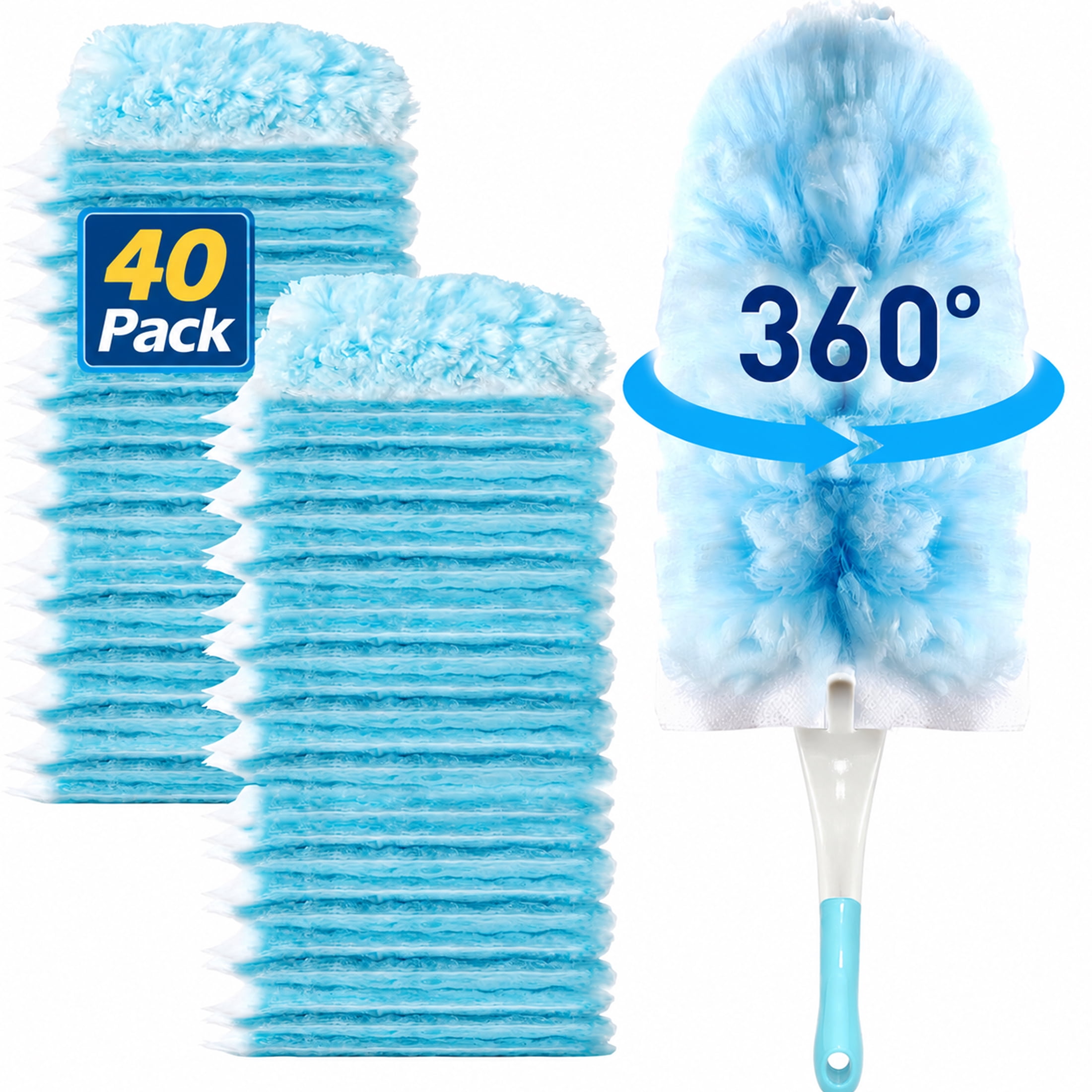 XBokaby Blue Microfiber Duster Refills, 40 Count Disposable Dusters ...