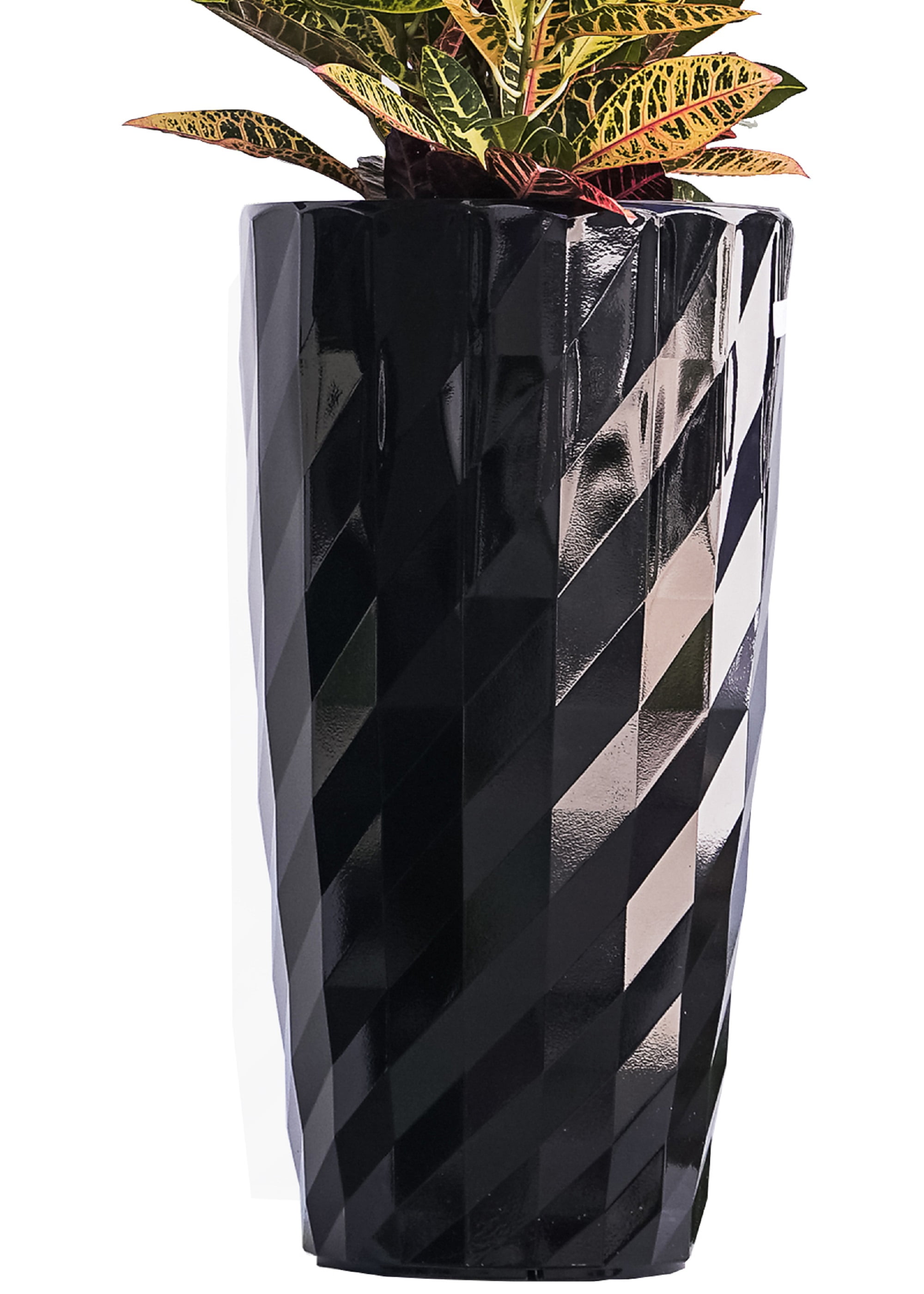 XBrand Black Plastic Self Watering Indoor/Outdoor Round Planter Pot, 30 ...