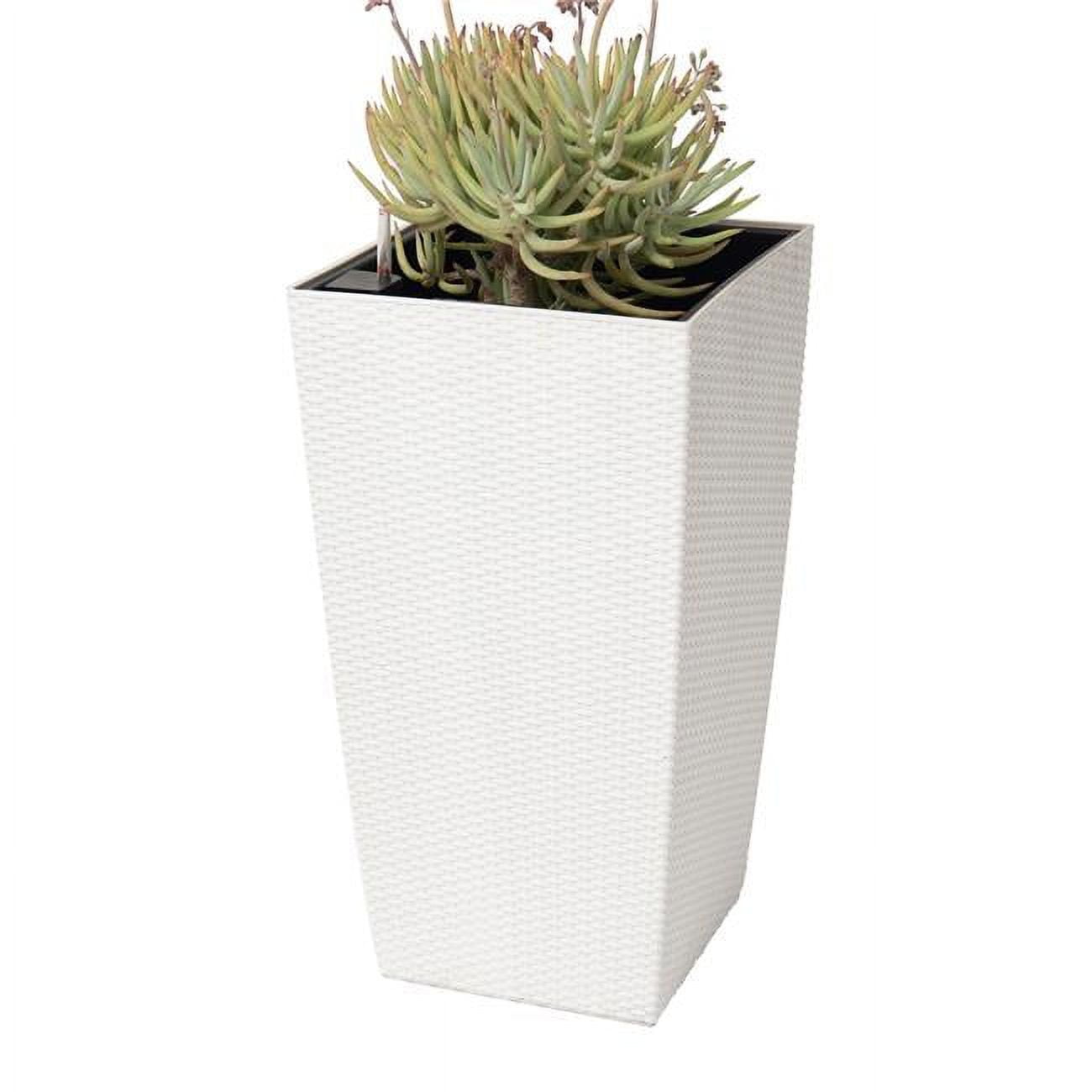 "XBrand White Rattan 30"" Self Watering Indoor/Outdoor Planter Pot for ...