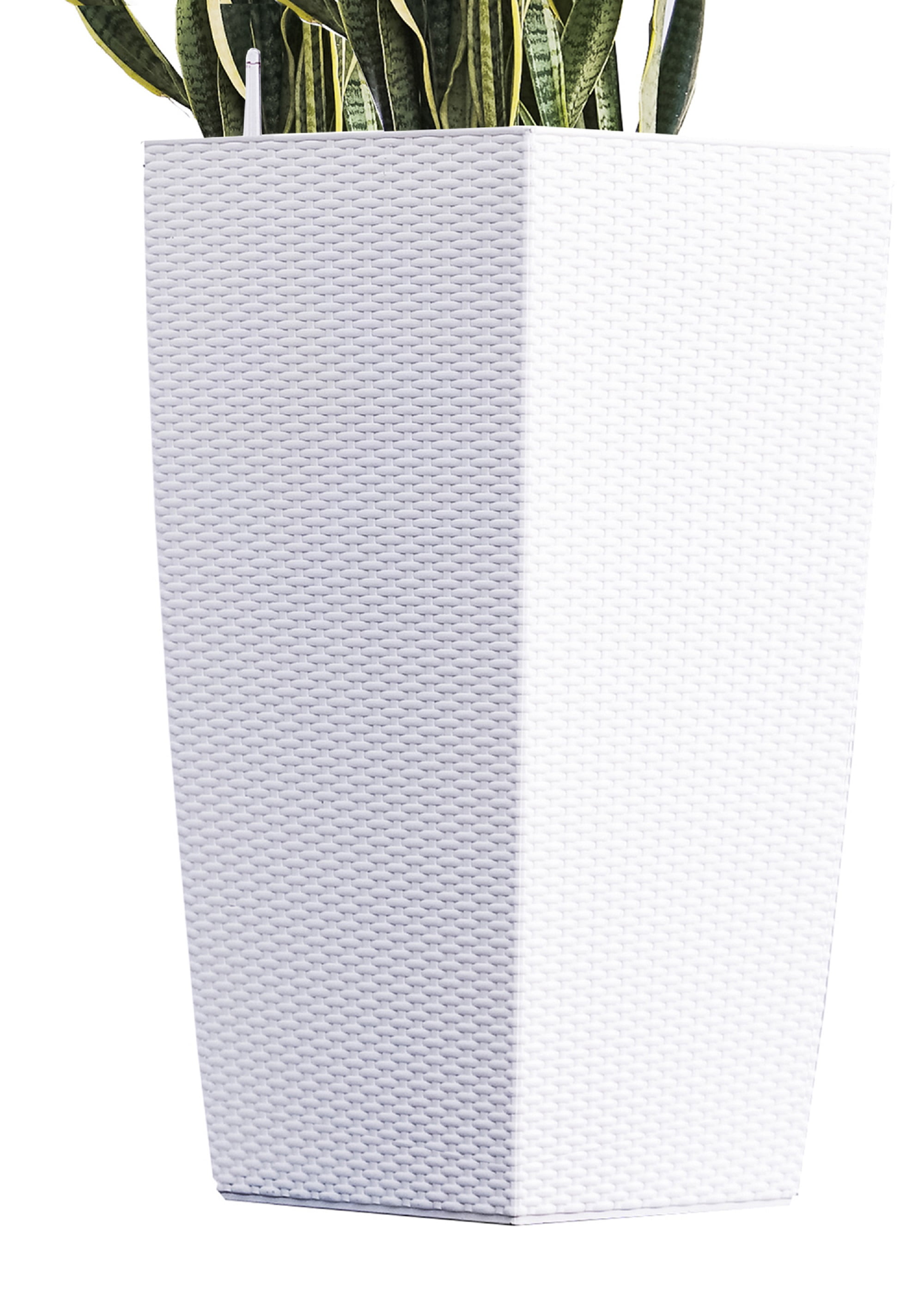 XBrand Large 30" H White Rattan Self Watering Planter Pot for Indoor ...