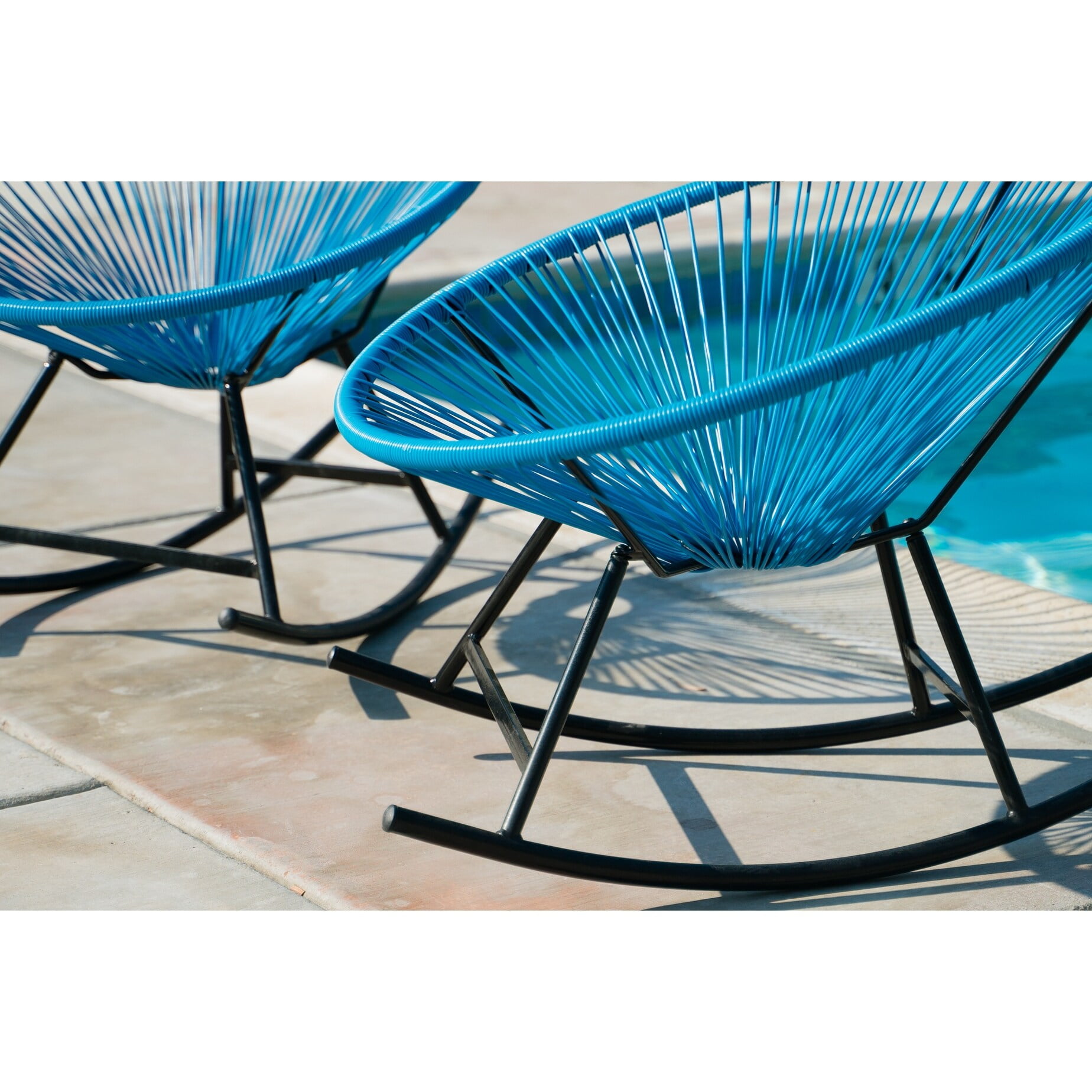 XBrand 34.6"L Oval Rattan/Steel Acapulco Rocking Chairs (Set of 2) All ...