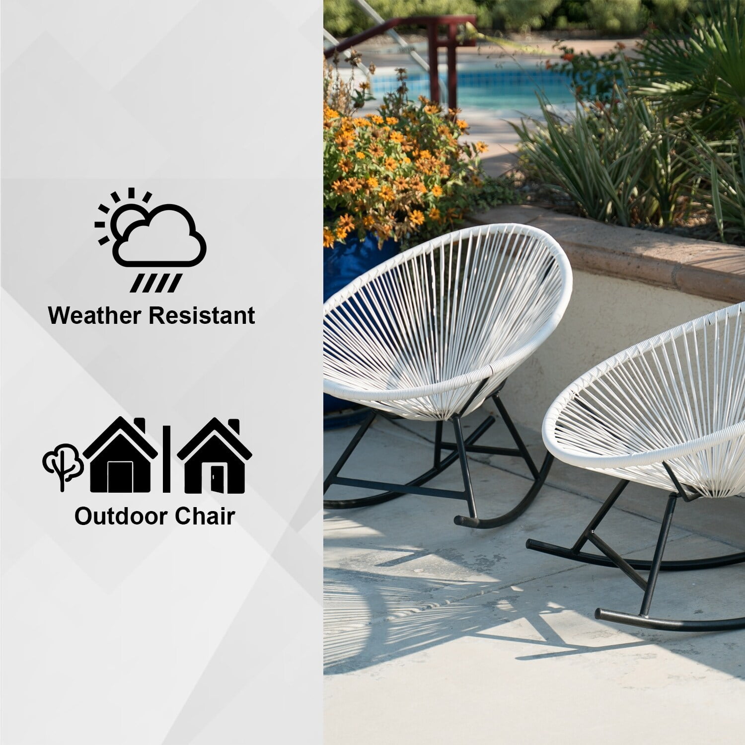XBrand 34.6"L Oval Rattan/Steel Acapulco Rocking Chairs (Set of 2) All ...