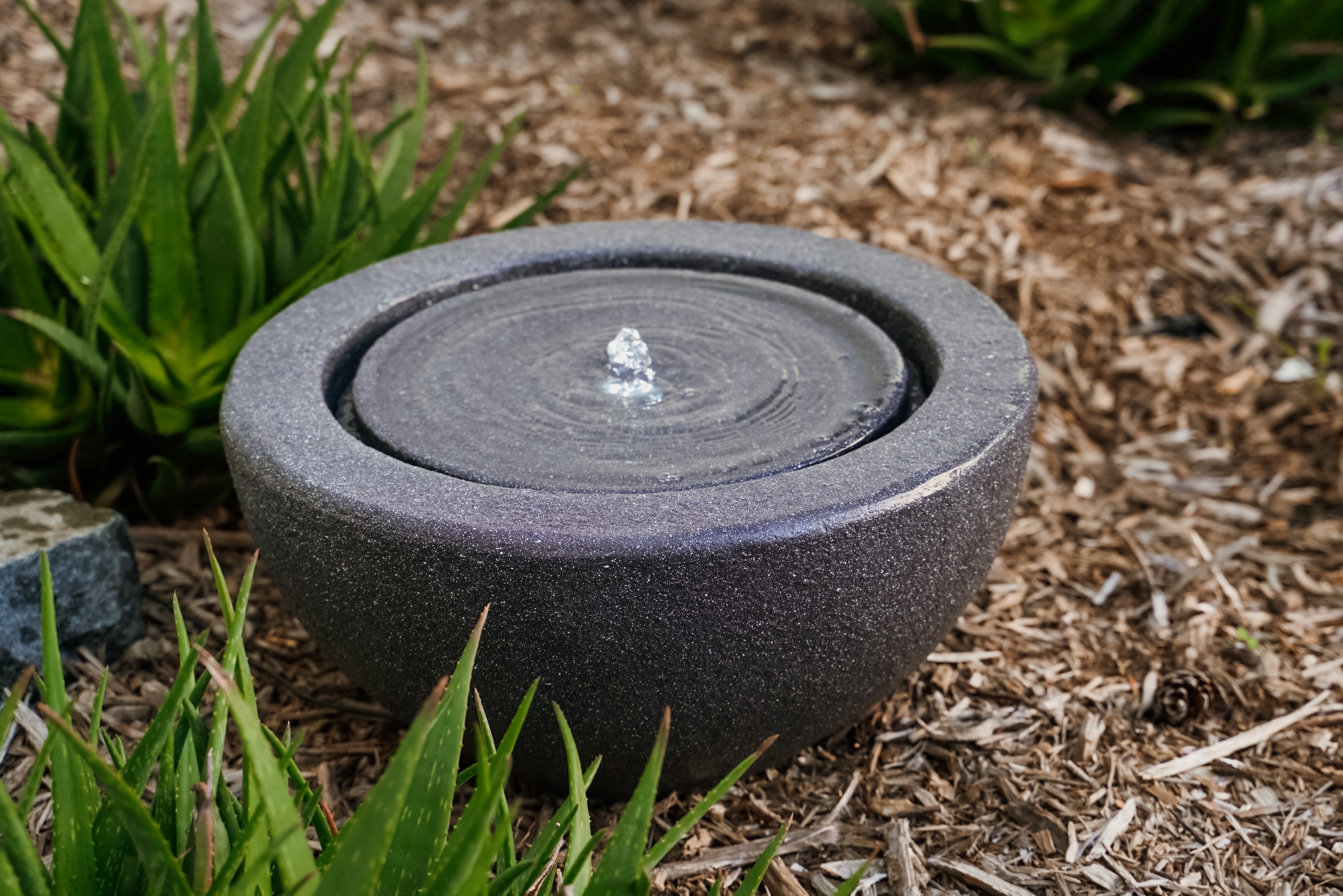 XBrand Round Sphere Tabletop Water Fountain w/Pebbels, Indoor Outdoor ...