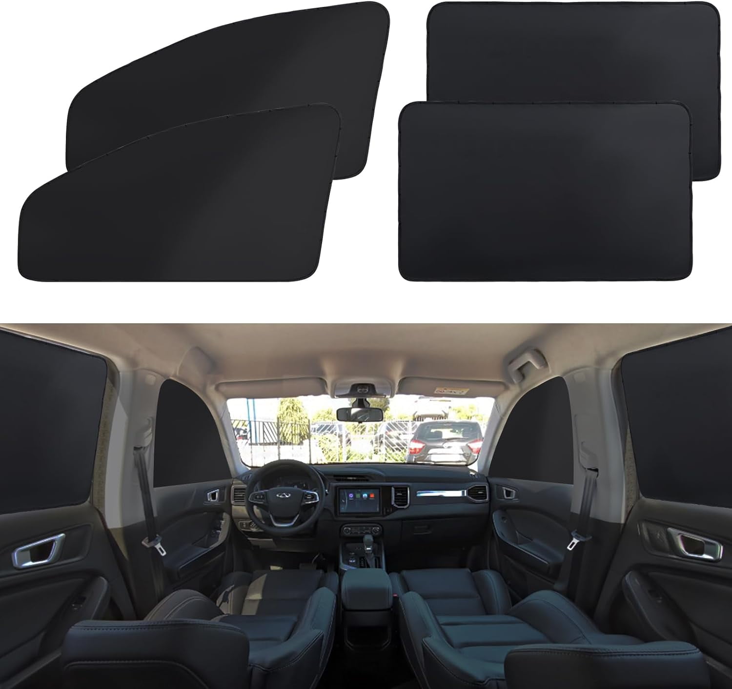 XCBYT Car Window Shades - 4 Pcs Car Privacy Curtains - 100% Block Light ...