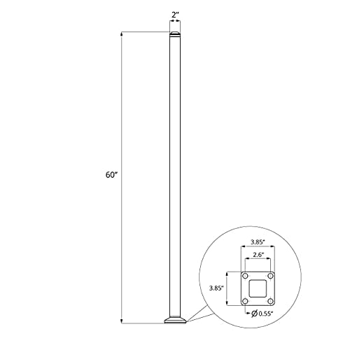 XCEL Black Steel Fence and Gate Post and Post Flange Kit - 5' Post with ...