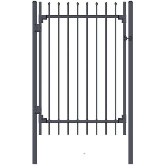 XCEL Fence® Black Anti-Rust Steel Gate (Style Stowe): 2-Rail, Spear Top ...