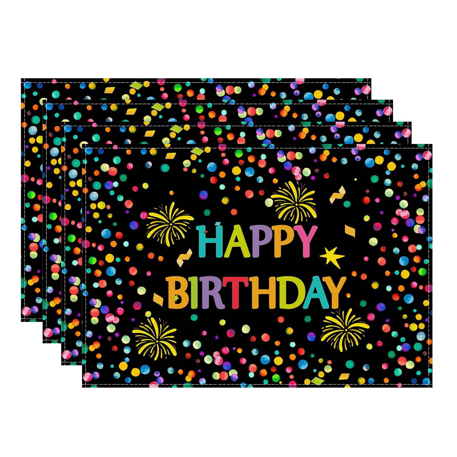 XCHI Colorful Happy Birthday Confetti Firework AFN1Placemats Set of 4 ...