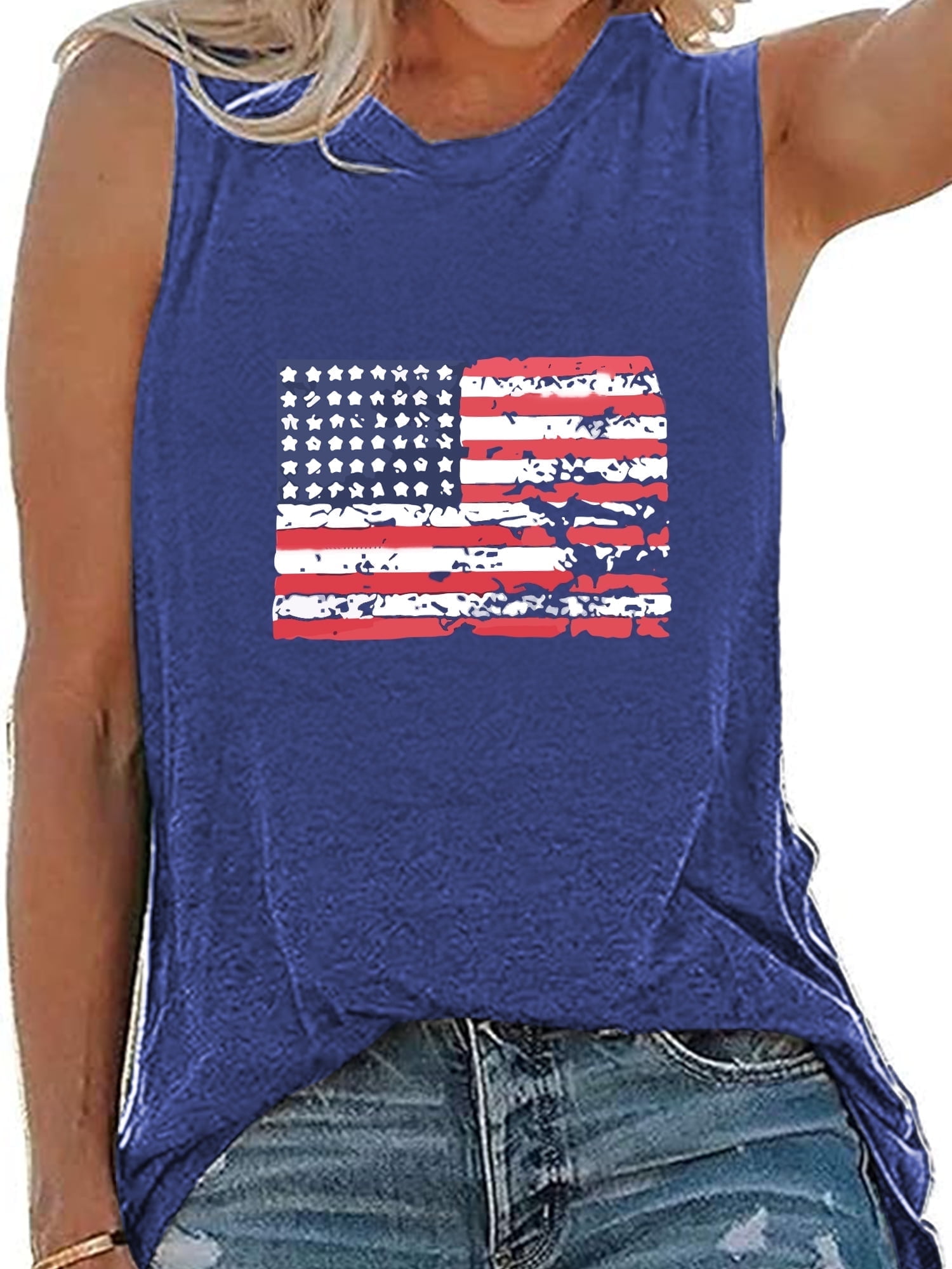 XCHQRTI American Flag Women Tank Tops Graphic 4th of July Sleeveless ...