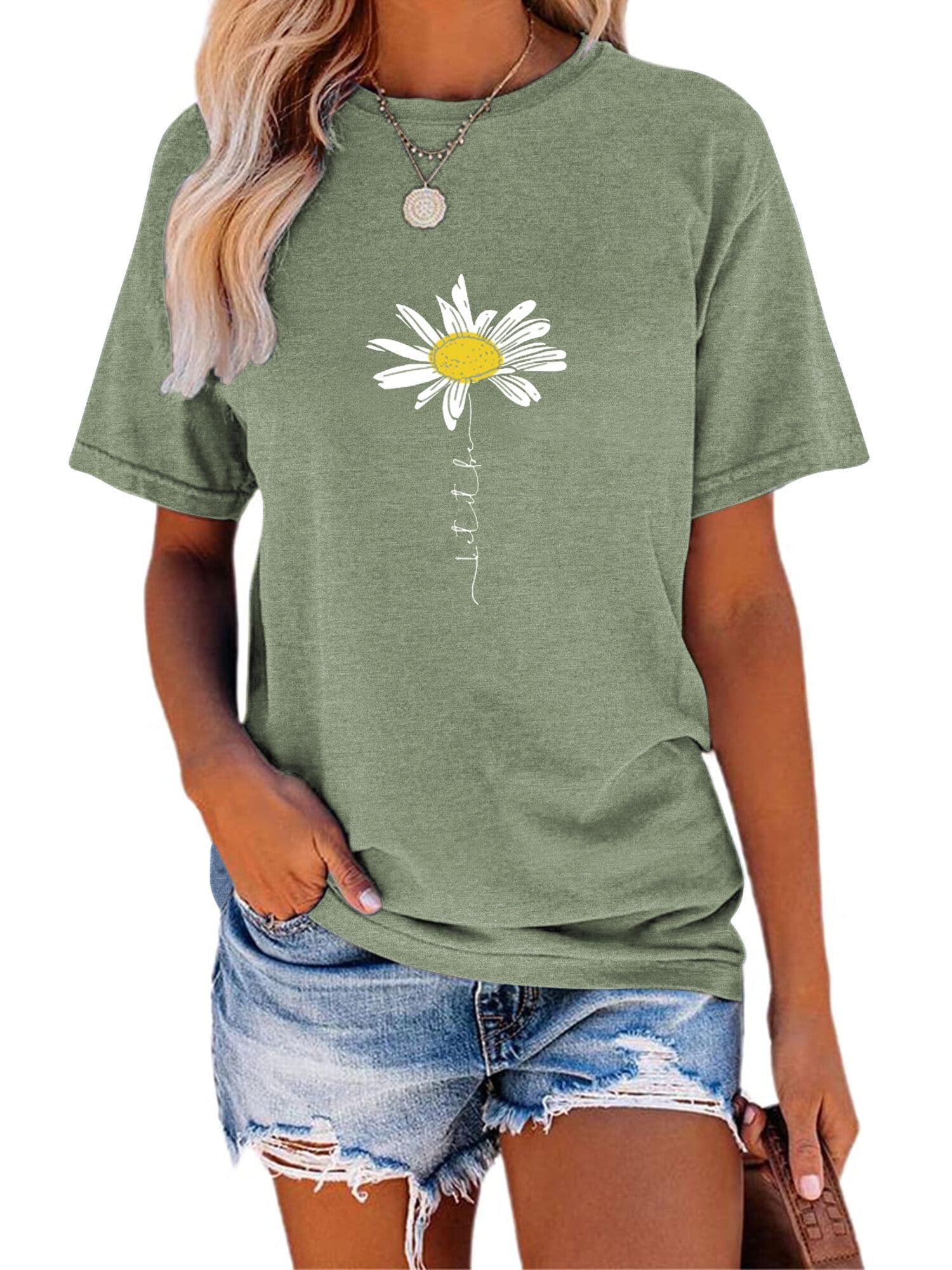 Anbech Be Kind Women Shirt Dandelion Flower Graphic Tshirt ...