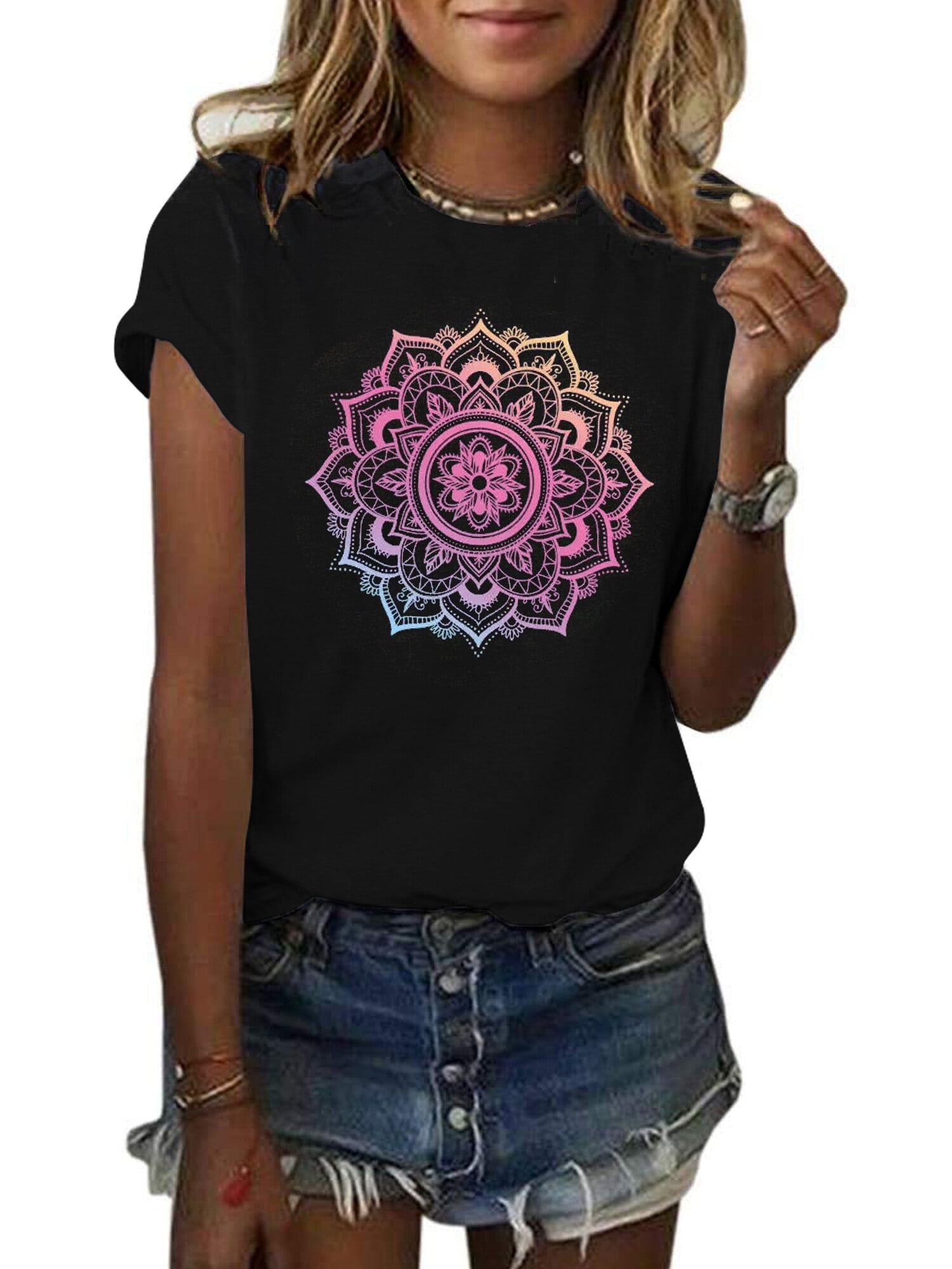 Anbech Be Kind Women Shirt Flower Graphic Tshirt Inspirational Summer ...