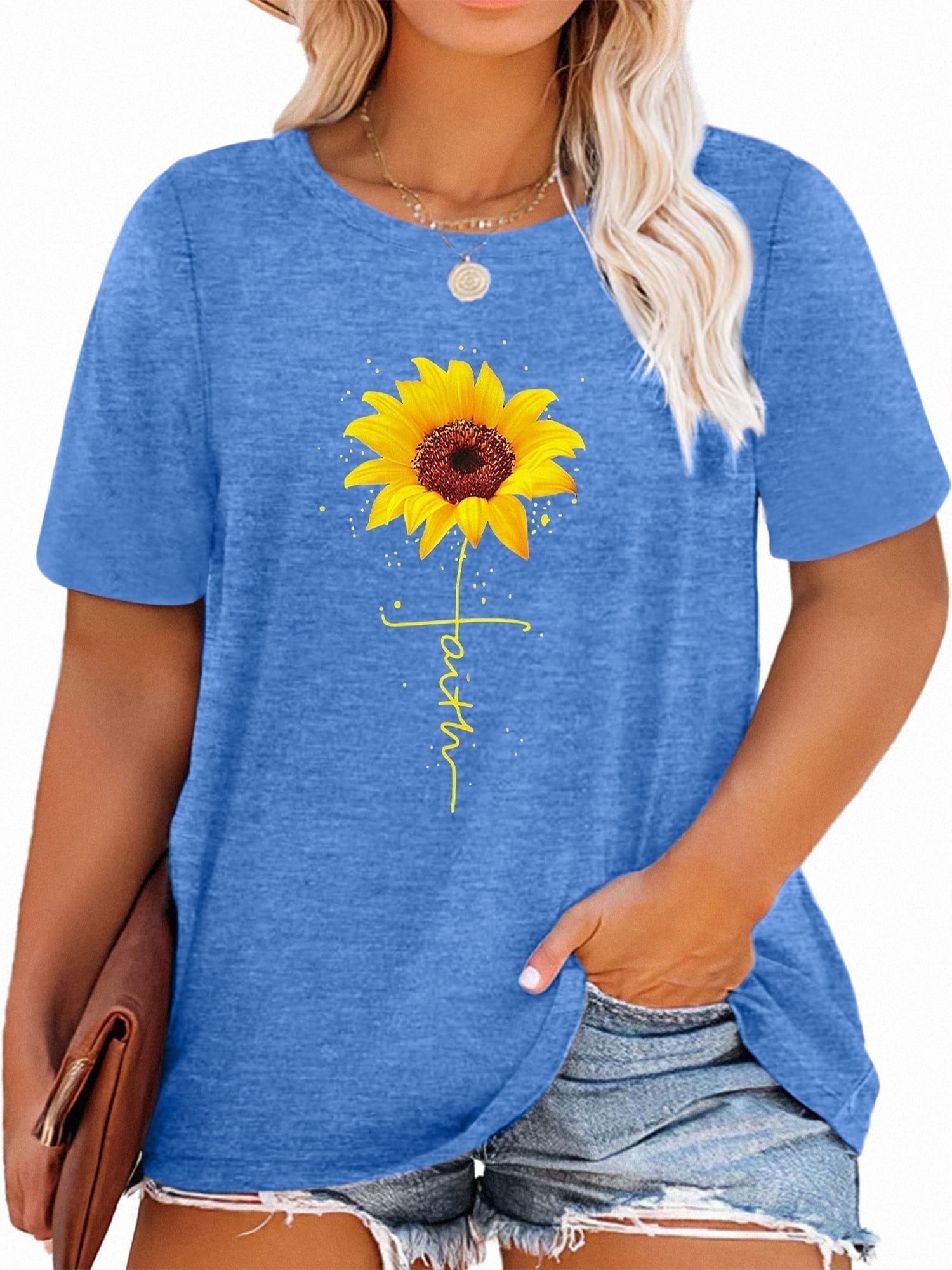 XCHQRTI Christian Shirts for Women Plus Graphic Blessed Girl Tees Jesus ...