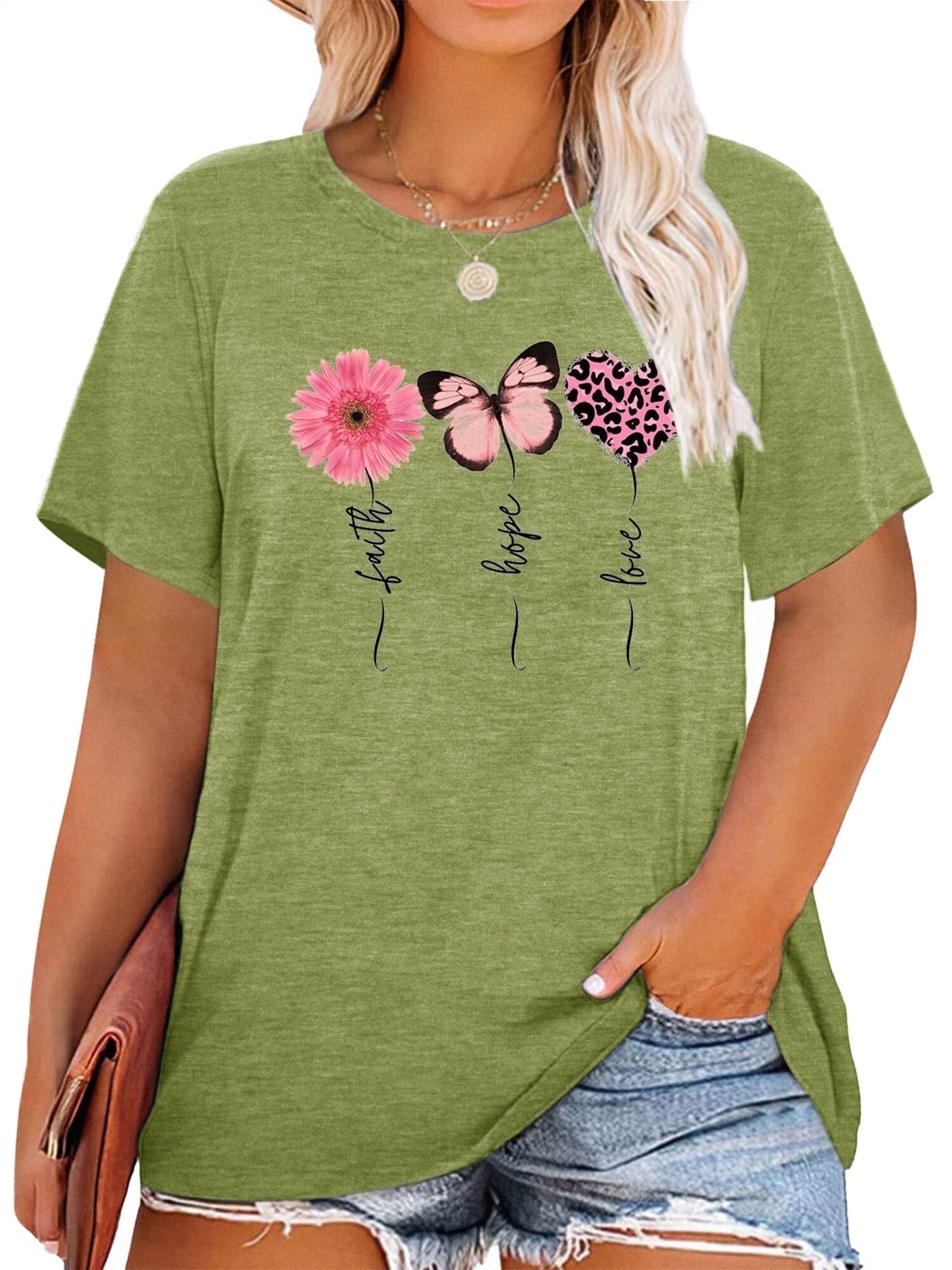 XCHQRTI Christian Shirts for Women Plus Graphic Blessed Girl Tees Jesus ...